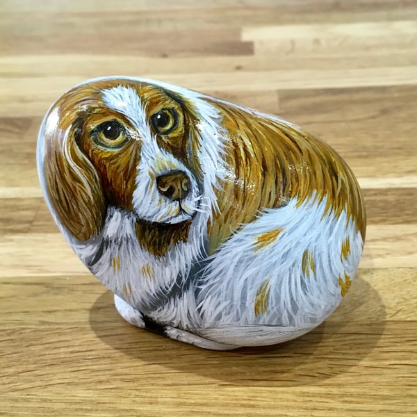 Dog painted pebble garden rock art pet Portrait... - Folksy