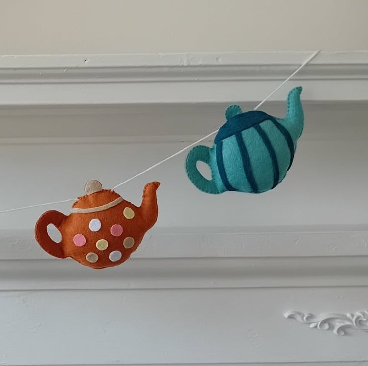 Hand Sewn Bunting Garland of Teapots - Folksy