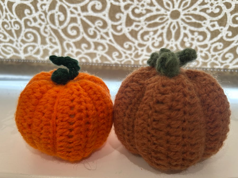 Small crochet pumpkins pair - Folksy