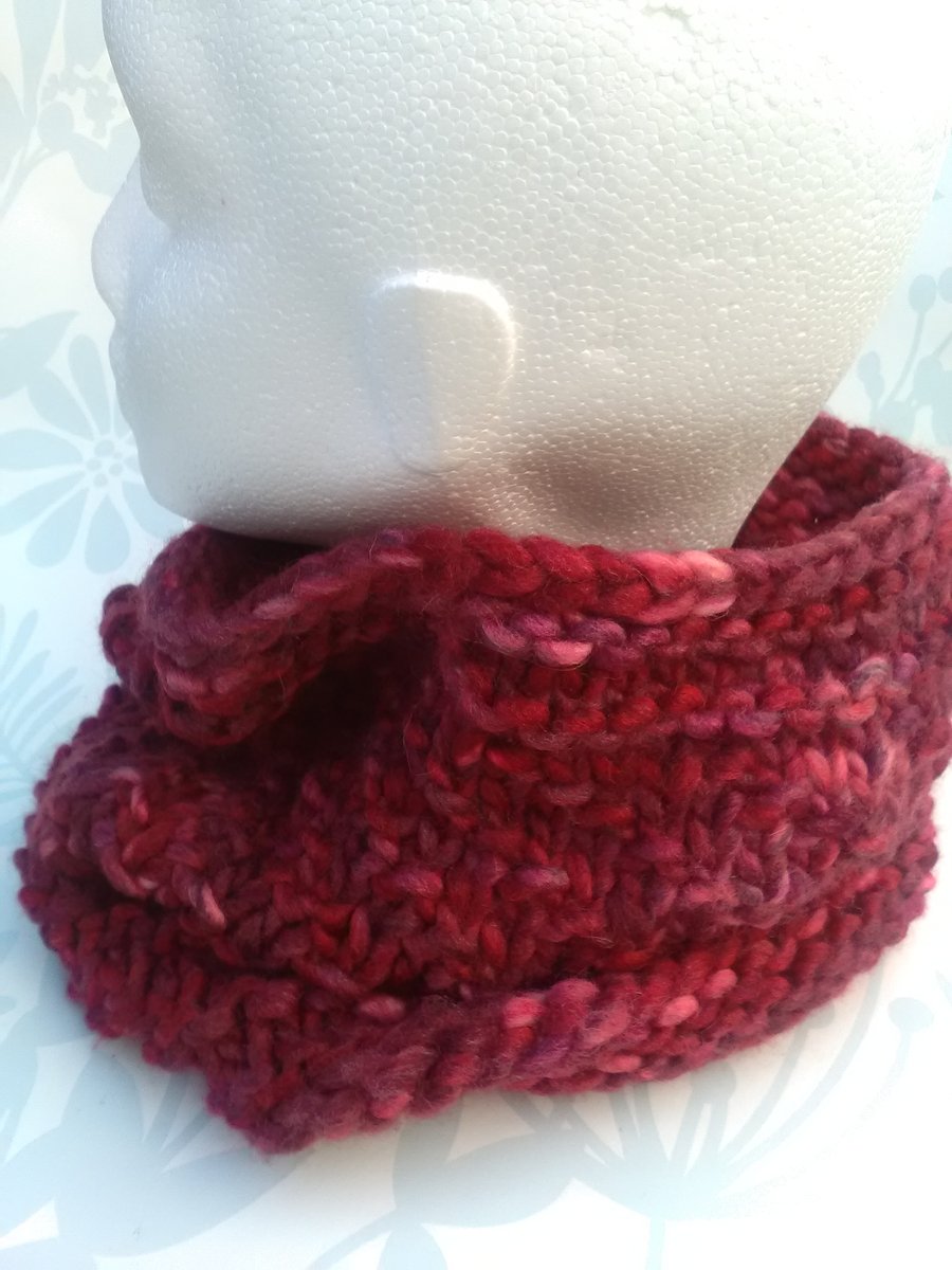 SALE! Handknit TEXTURED CIRCULAR COWL in Multi ... - Folksy