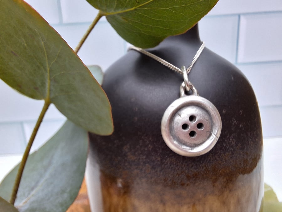 Fine Silver Button Charm, Vintage, sewing gifts... - Folksy