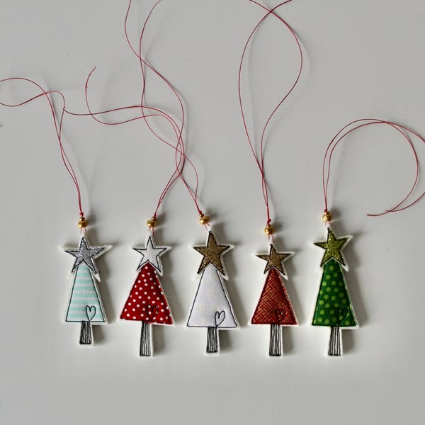 'Christmas Tree Parcel Toppers' - Pack of 5 - Folksy