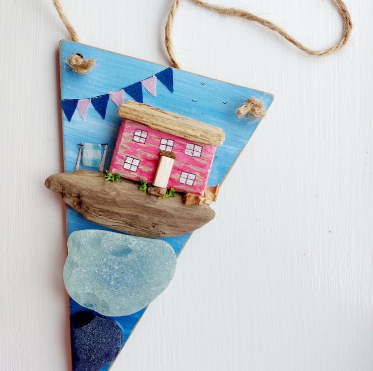 Little House, Wooden Bunting Hanging Art decora... - Folksy