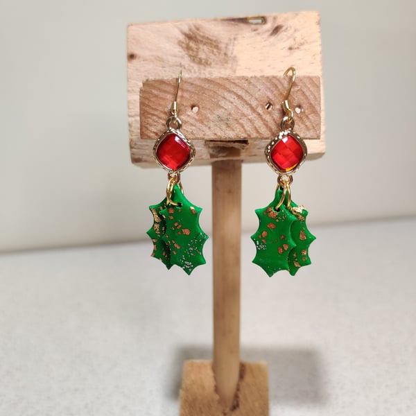 Christmas holly hook made to order dangles - Folksy