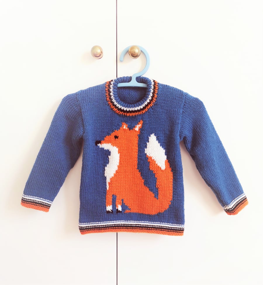 Knitting Pattern for a Fox on a Sweater. Digi... - Folksy
