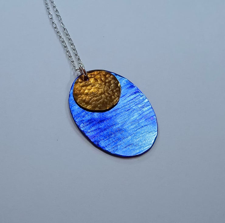 Coloured Titanium 'Sun Over the Sea' Pendant Ne... - Folksy