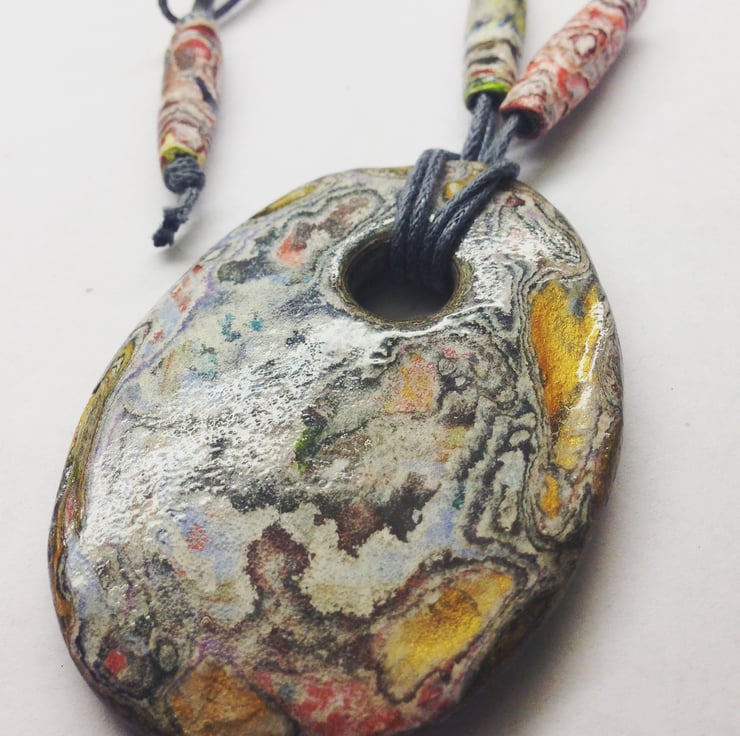 Agate Effect Papercraft Pendant Necklace - Folksy