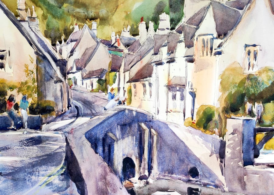 Castle Combe village, Printable watercolour pai... - Folksy
