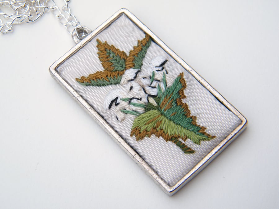 Embroidered White Dead Nettle pendant - NEW PR... - Folksy