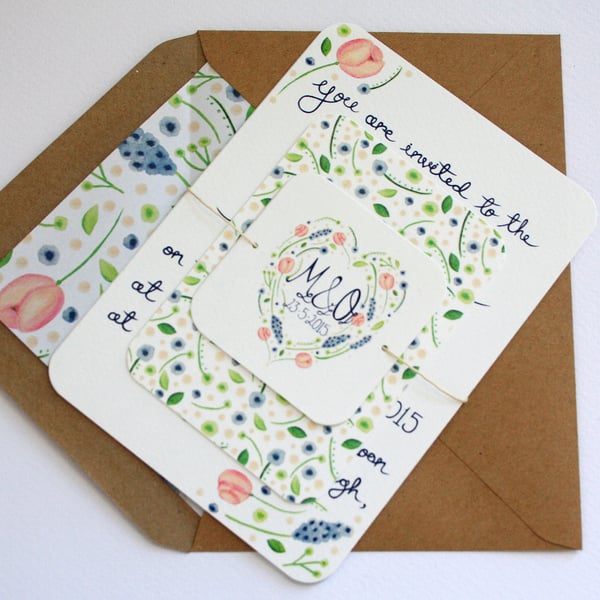 Country garden wedding invitation set - Folksy