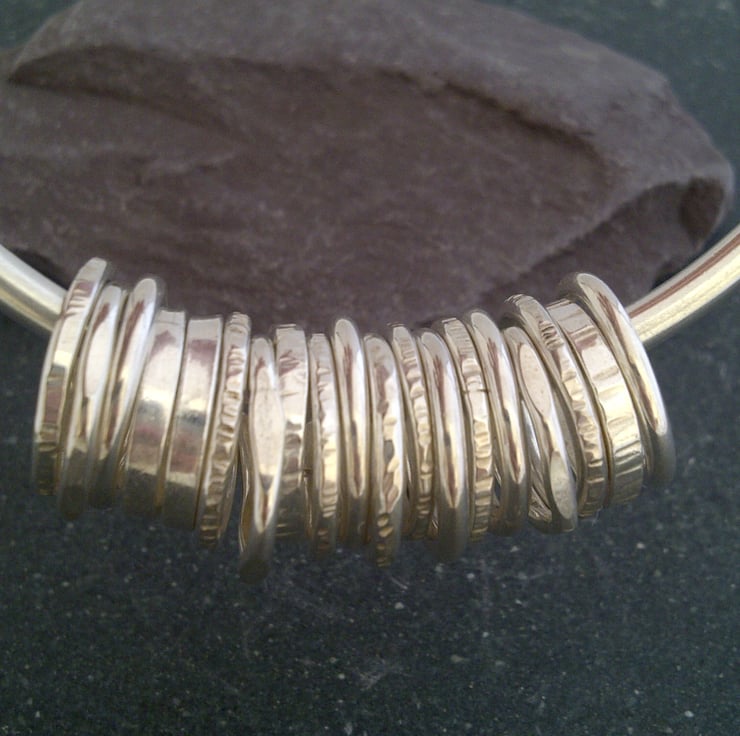 Sterling Silver Bangle with Silver Rings - Folksy