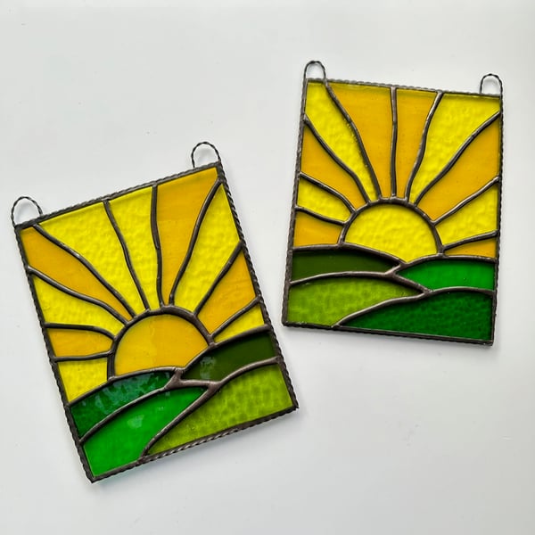 Stained Glass Sunrise Panel Suncatcher - Handma... - Folksy