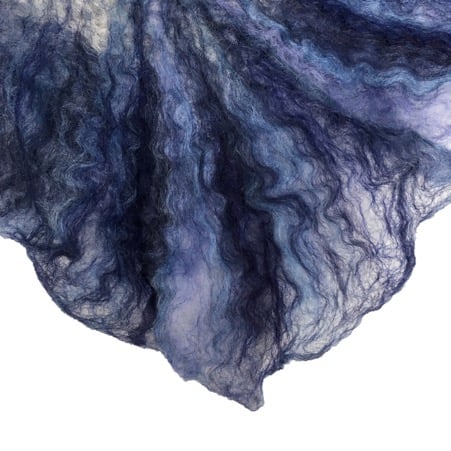 Nuno felted scarf with blue ruffled border , me... - Folksy