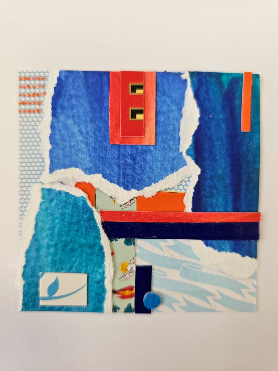 Unique collage recycled packaging art greeting... - Folksy