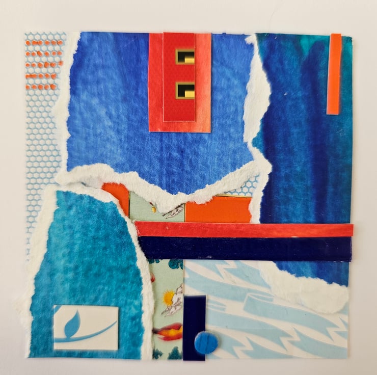 Unique collage recycled packaging art greeting... - Folksy