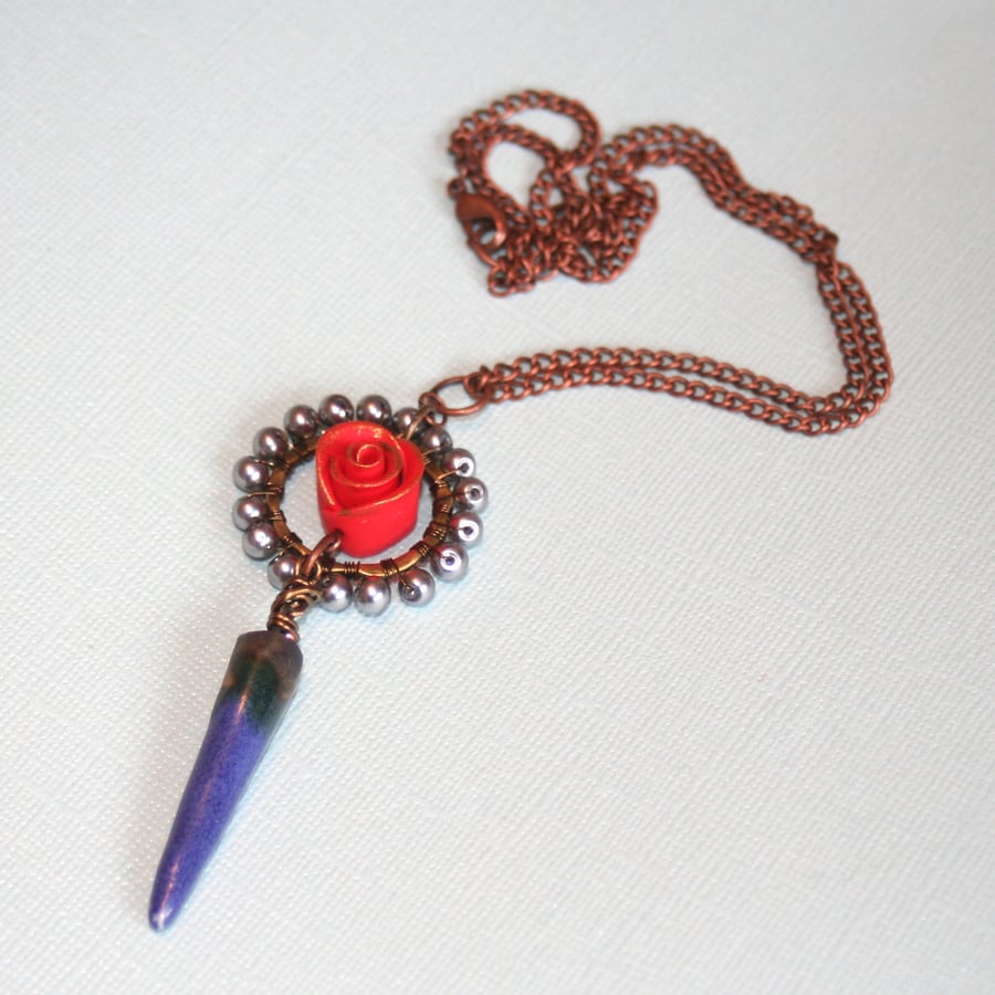 Rose and thorn necklace - Folksy