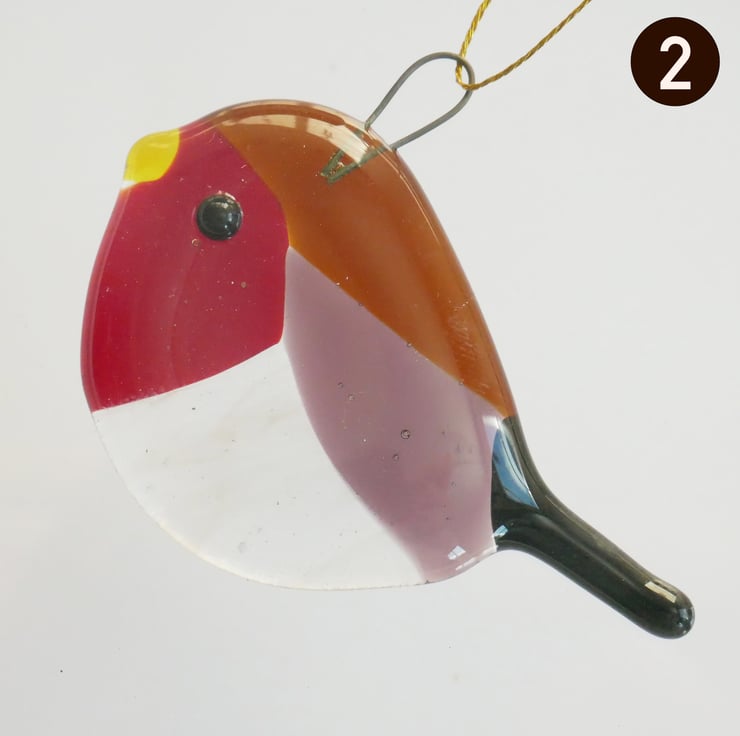 Little Robin Fused Glass Sun catcher - Folksy