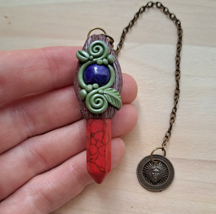 Red Howlite and Lapis Lazuli Crystal and Polyme... - Folksy