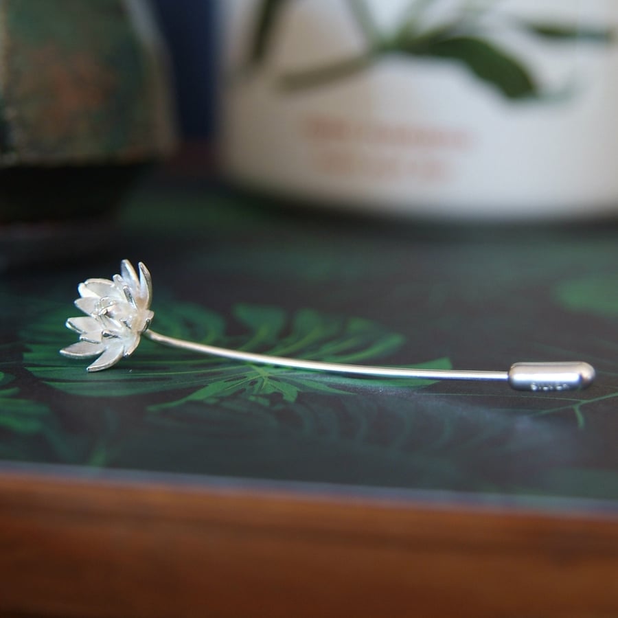 Lotus Flower Brooch Pin, Sterling Silver Lotus ... - Folksy