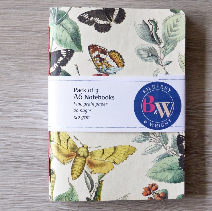 Set of three handbound small A6 notebooks with ... - Folksy