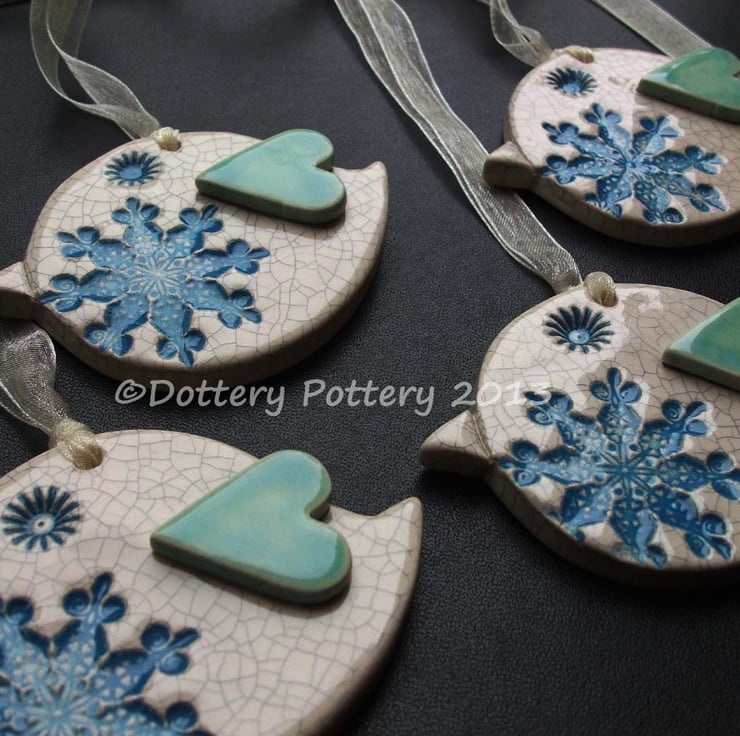 Ceramic Frosty robin Christmas decoration - Folksy