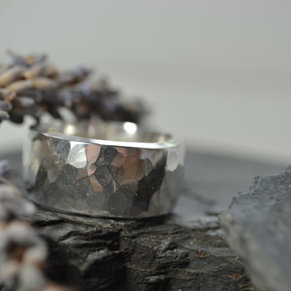 Chunky heavy sterling silver mens ring - Folksy