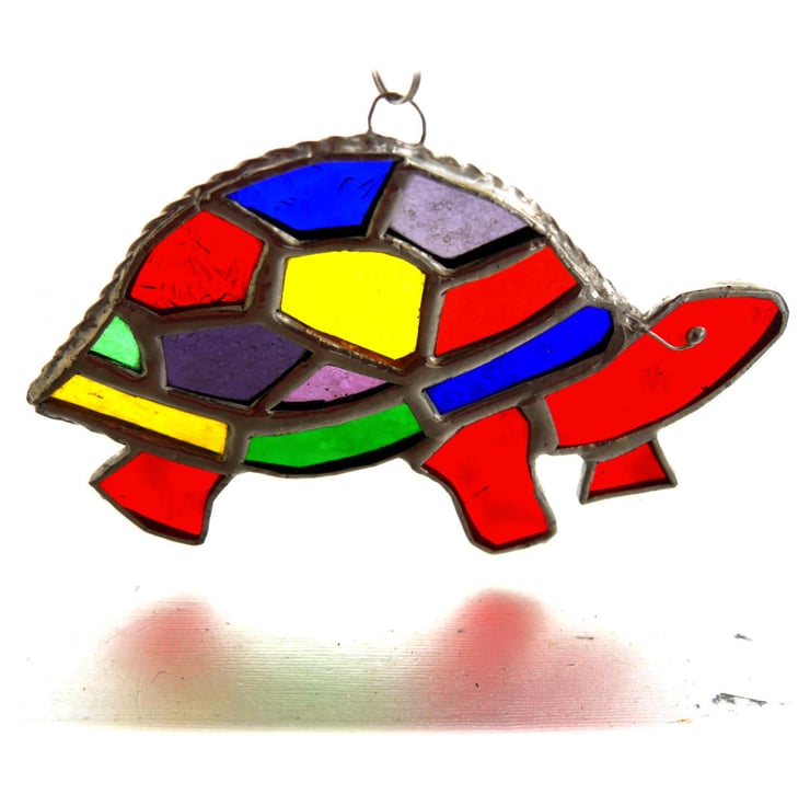 SOLD Tortoise Suncatcher Stained Glass Handmade... - Folksy