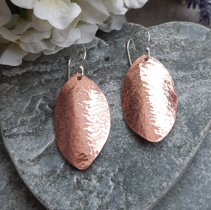Copper Earrings Dangle Earrings With Argentium... - Folksy