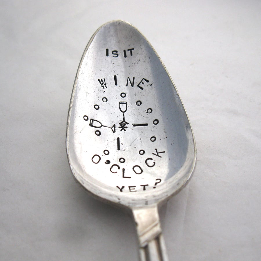 Bottle Neck Spoon, Is it wine o'clock yet? - Folksy