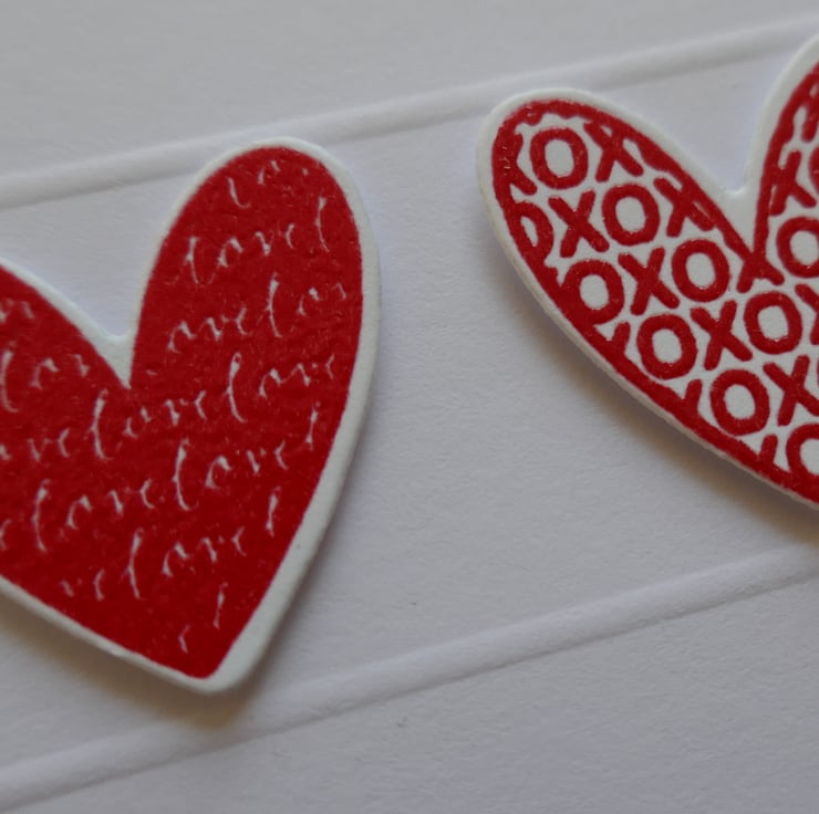Bright Red Embossed Hearts - Hugs and Kisses - ... - Folksy