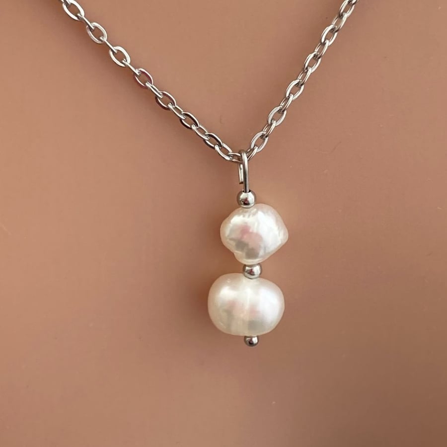 Simple Pearl Drop necklace-wedding necklace - Folksy