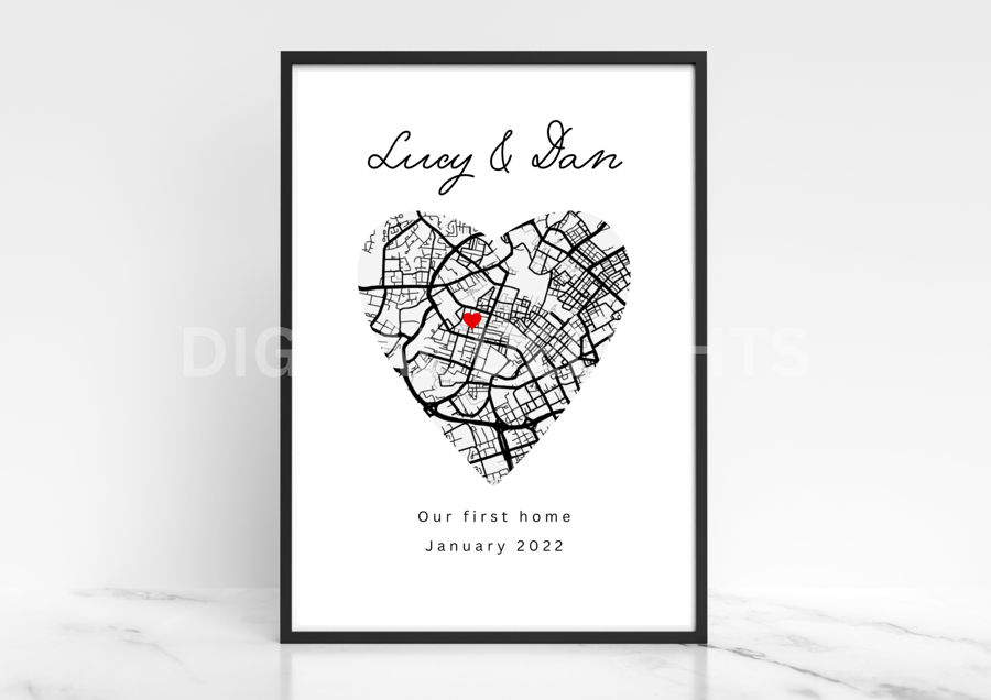 Personalised New home Print, Map art print, Our... - Folksy