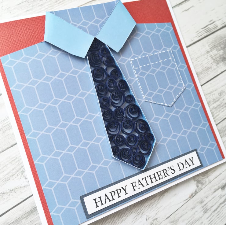 Father’s Day card - quilled tie and shirt - box... - Folksy