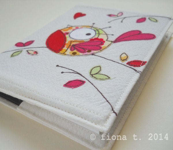 freehand embroidered robin notebook - Folksy
