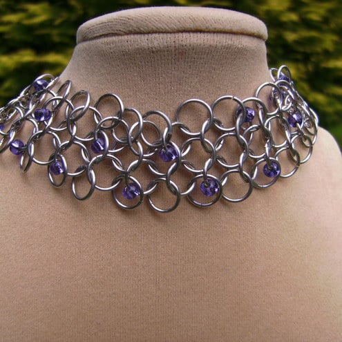 chainmail choker necklace Dragon Blood Droplet - Folksy