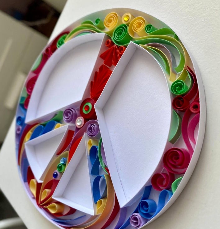 Quilled Peace Wall Art in Frame 15x15 - Folksy