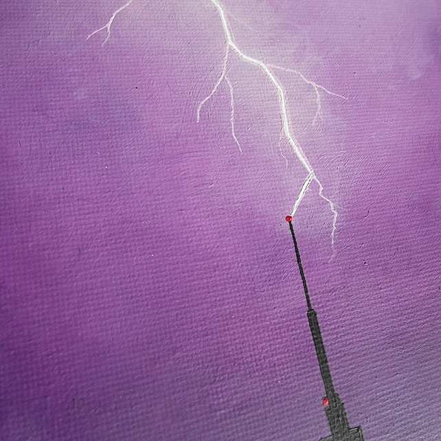Lightning Strikes original painting - stormy ac... - Folksy