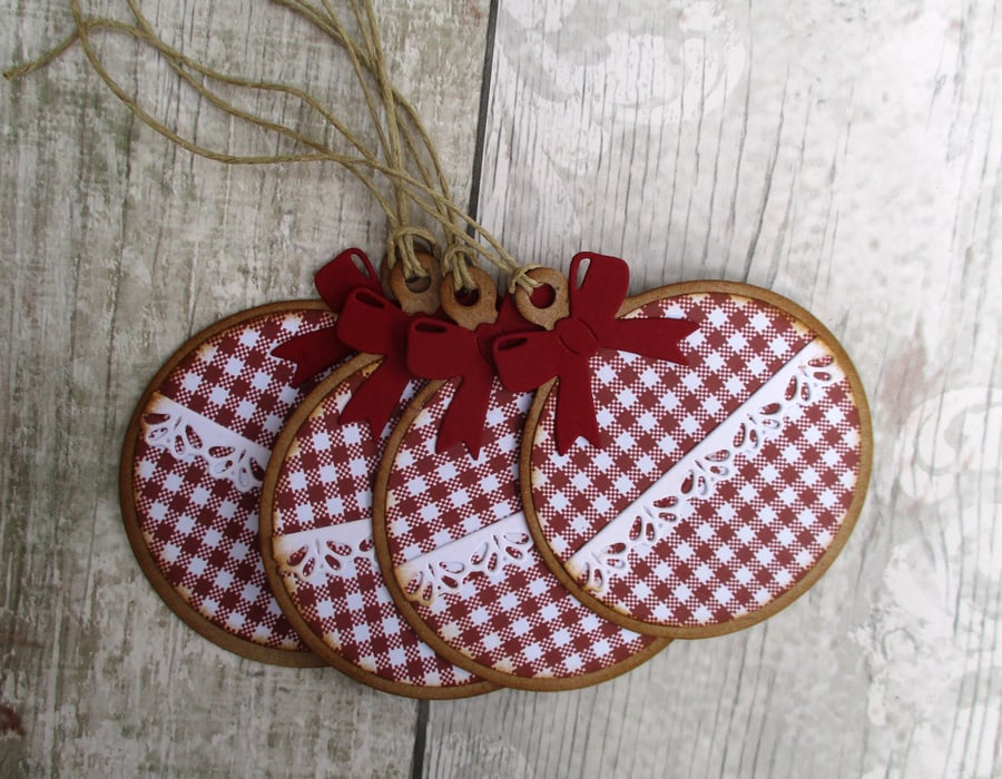Bauble Gingham Christmas Gift Tags set of 4 - Folksy
