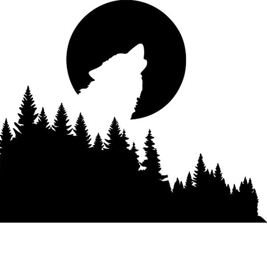 Howling Wolf Trees Stencil - RE-USABLE 7.5 X 9 ... - Folksy