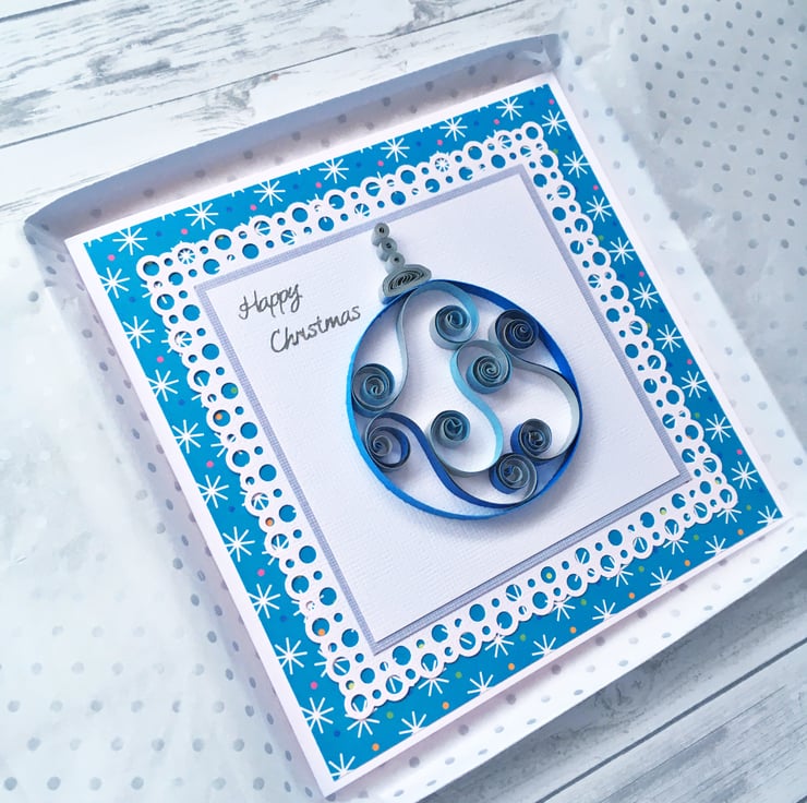 Christmas bauble card - quilled with boxed option - Folksy