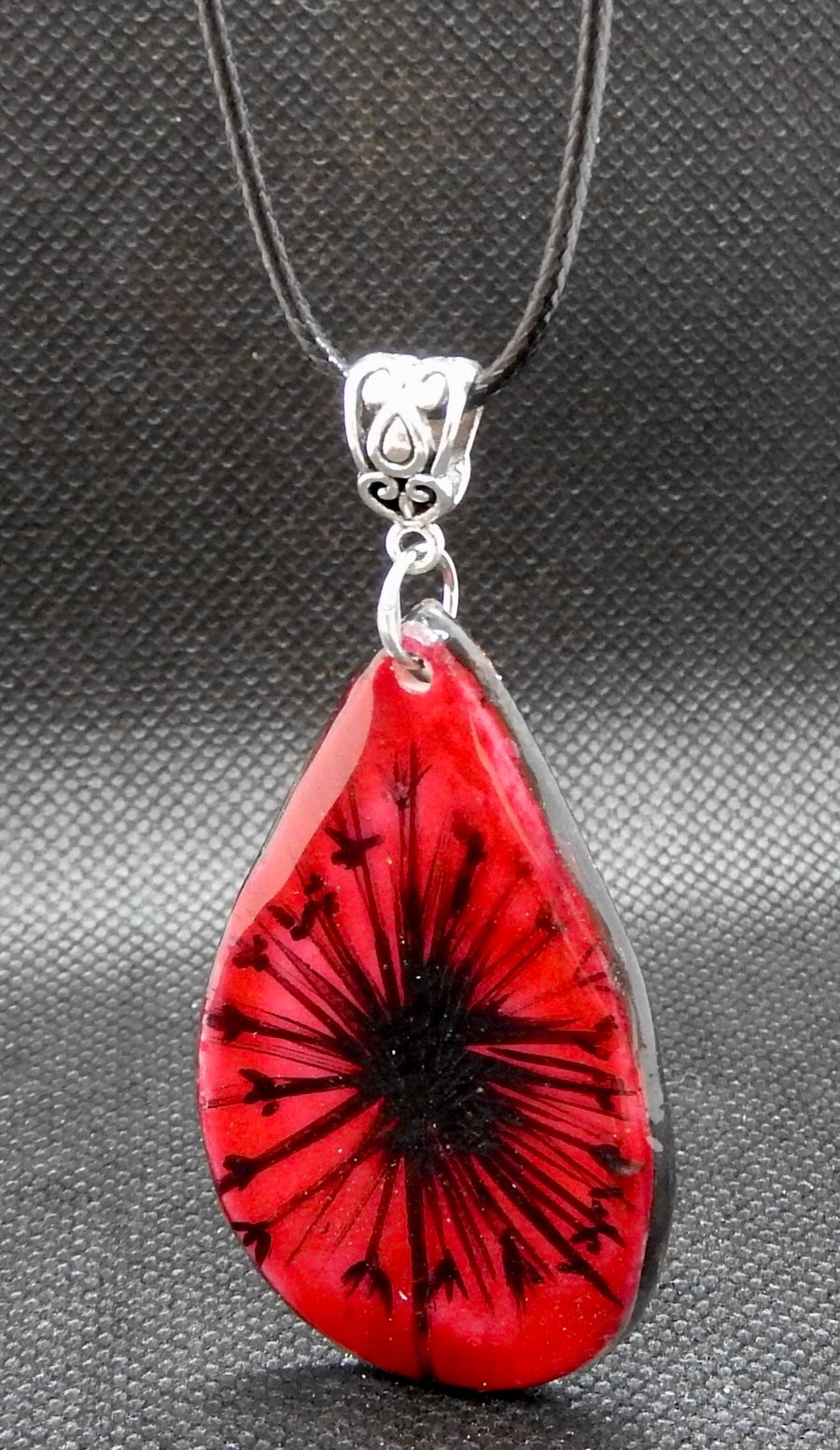 Artisan hand painted dandelion pendant - Folksy