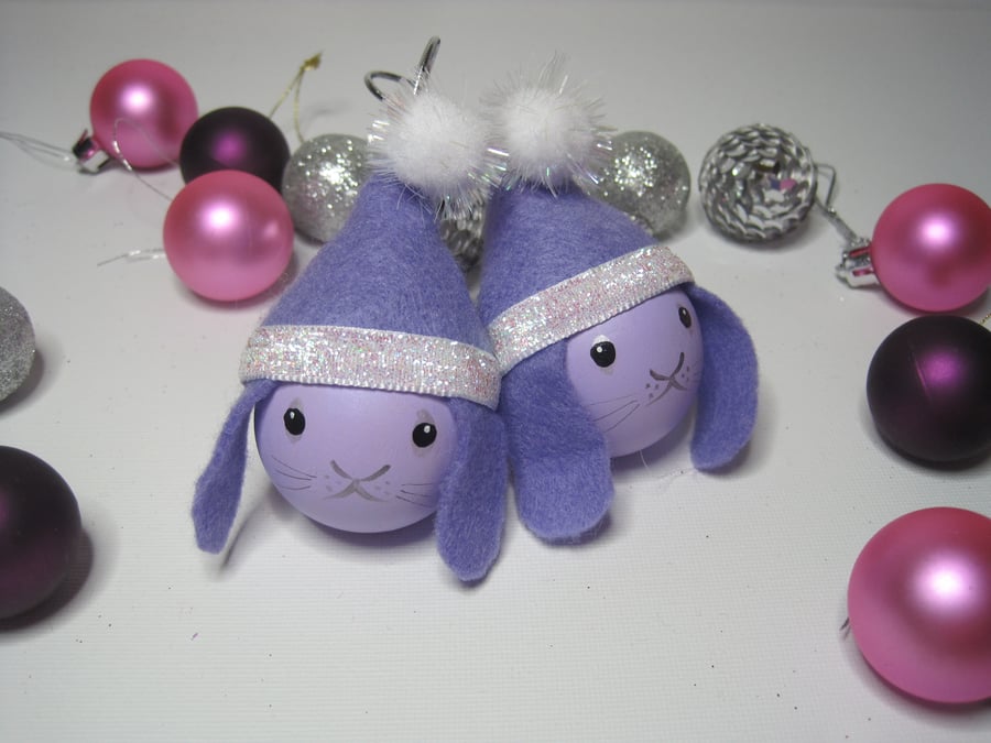 SALE Bunny Rabbit Christmas Baubles Decorations - Folksy
