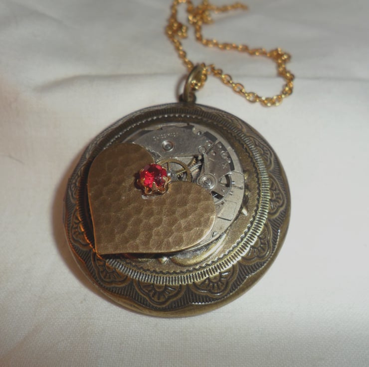 Steampunk My Heart For All Time Locket - Folksy