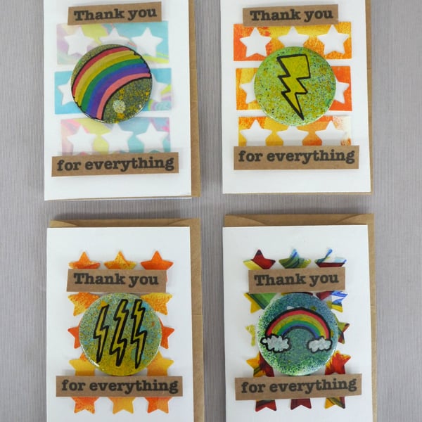 Badges, Rainbow Badges, Badge Cards, Thank You ... - Folksy