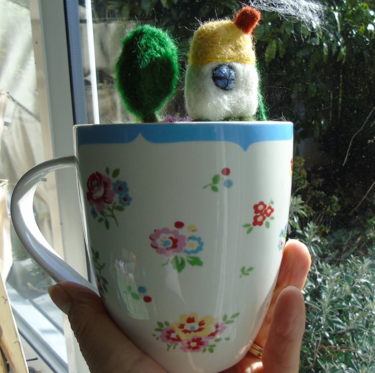 needle felting garden in Cath Kidston mug needle - Folksy