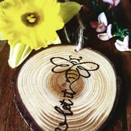 Bee Pyrography wall hanging art - Folksy