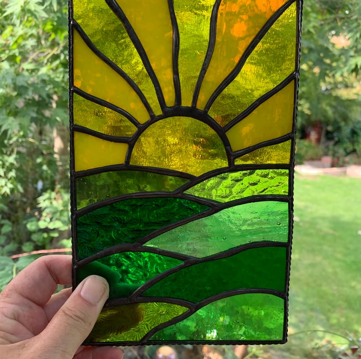 Stained Glass Large Sunset Panel Suncatcher - H... - Folksy