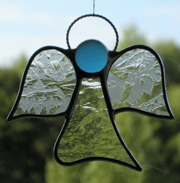 Stained glass suncatcher (Angel) abstract in tw... - Folksy