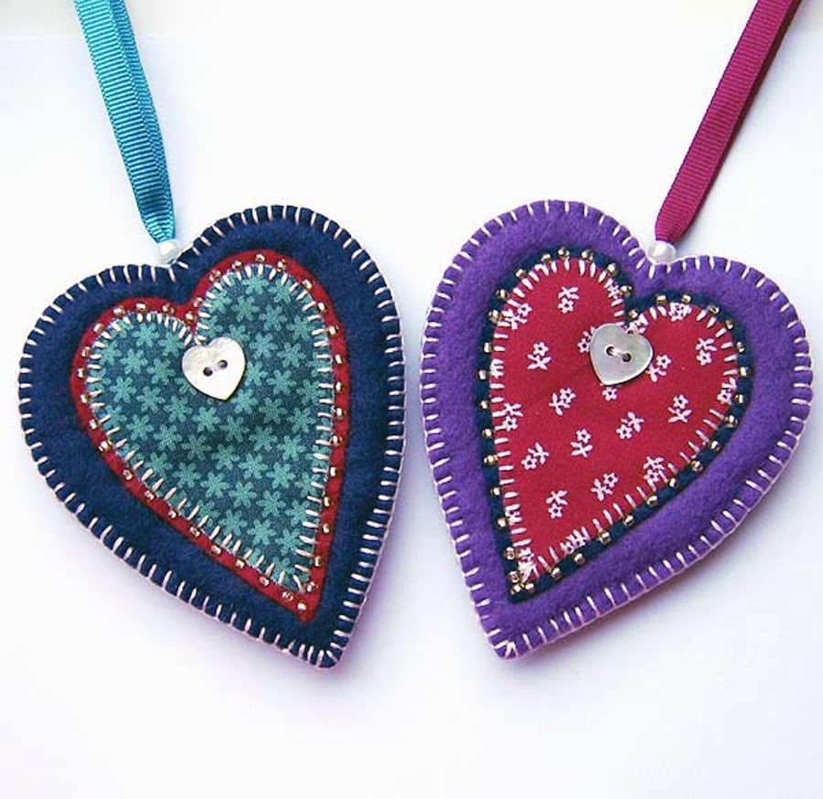 Heart Decorations ... set of 2 - Folksy