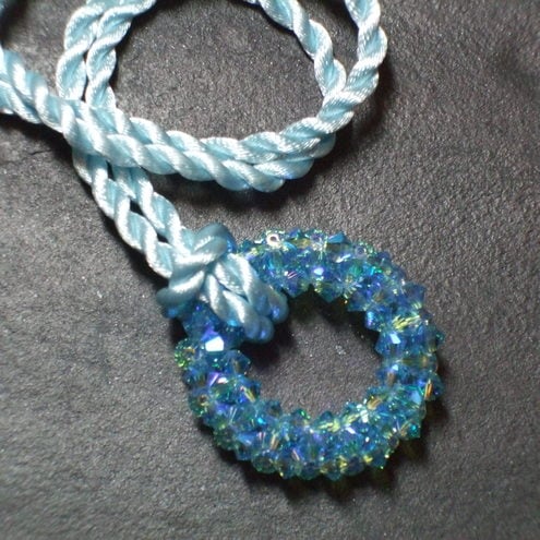 Small Crystal Donut Pendant - Aquamarine AB x2 - Folksy